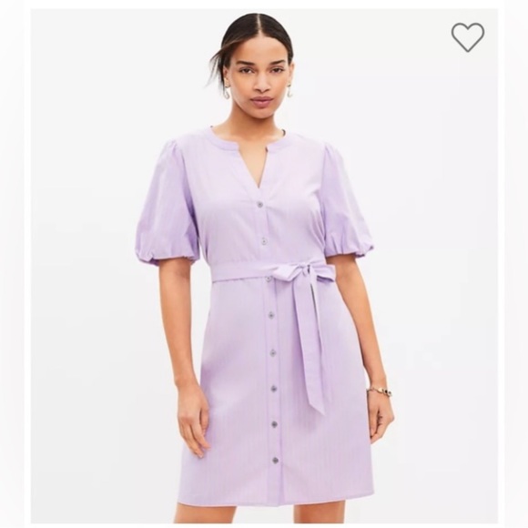 LOFT | Dresses | Loft Stripped Puff Sleeve Shirtdress | Poshmark